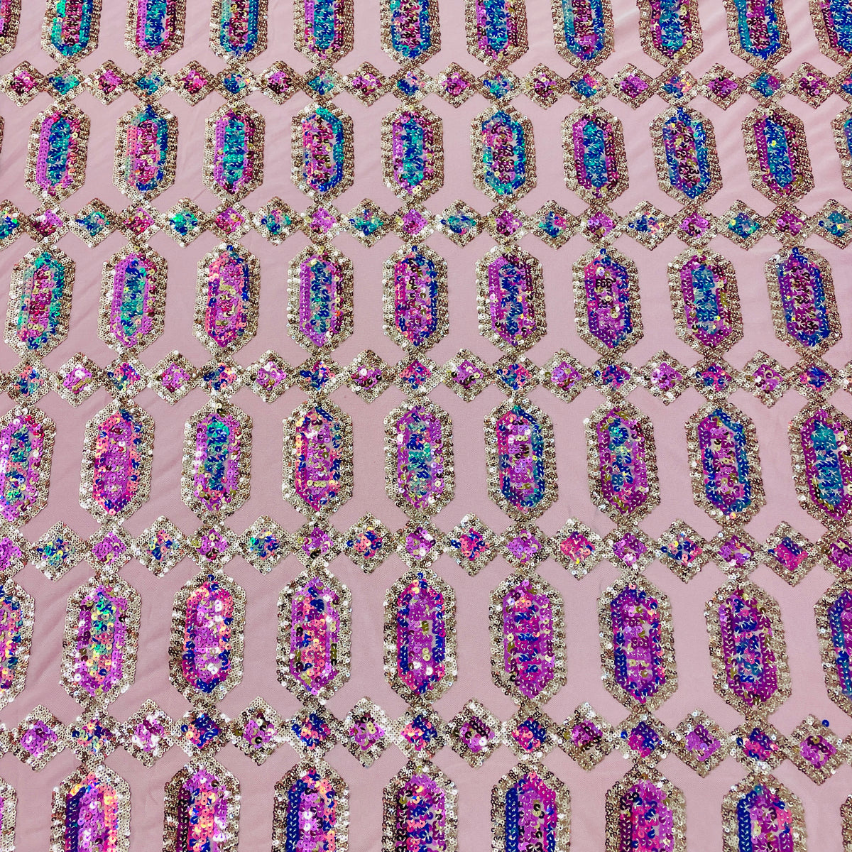 Hexagon Sequin Stretch Mesh – Diana Fabrics