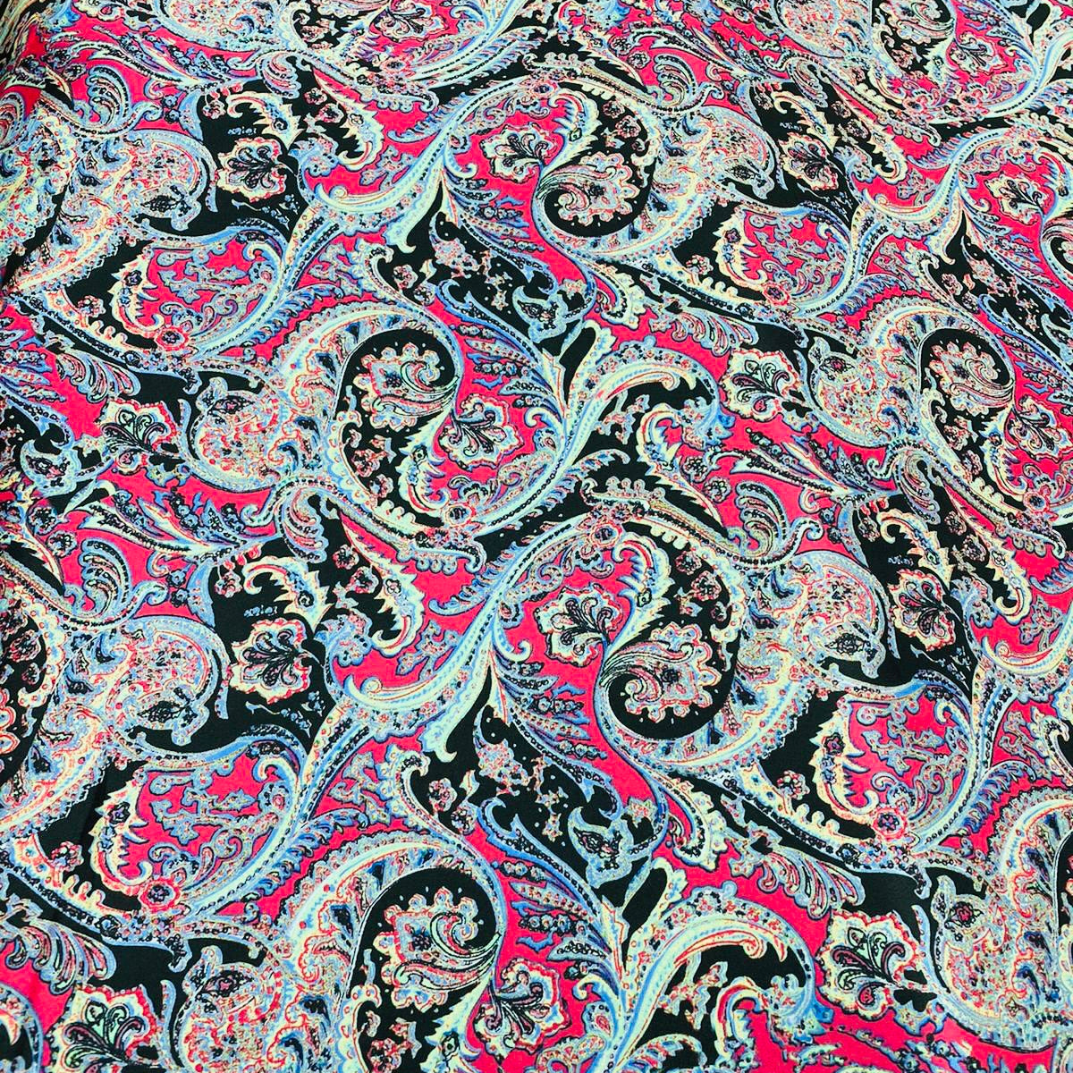 Hot Pink Paisley Stretch Satin – Diana Fabrics